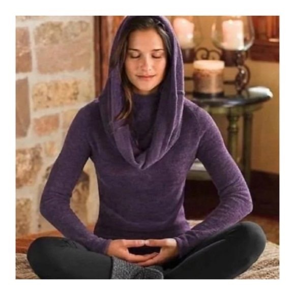 Athleta | Sweaters | Athleta Cozy Cocoon Black Terry Cloth Cowl Neck ...